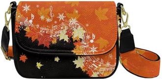 Hugs Idea Sac à main à bandoulière en cuir pour femme, sac à main tendance, Notes de musique feuille dautomne, Taille unique