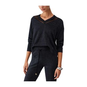 Liu Jo Femme, Pulls, Noir, Taille: 36 FR Pull &agrave; col en V