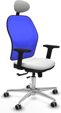 Piqueras y Crespo B&uuml;rostuhl f&uuml;r Lendenwirbels&auml;ule, verstellbar, mit 2D-Armlehnen und festem Kopfteil, ausgestattet mit Syncro/Traslack und Schaumstoff, Rollen von 65 mm