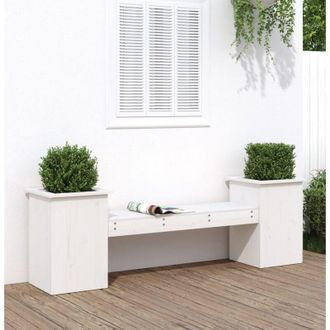 vidaXL Vidaxl - Banc avec jardini&egrave;res blanc 184,5x39,5x56,5 cm bois massif pin
