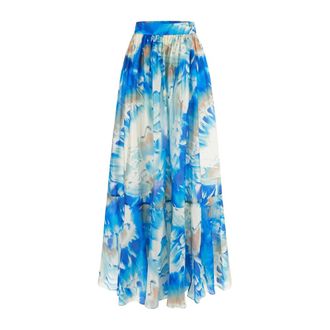Marciano Femme, Jupes, Bleu, Taille: 36 FR Jupe longue imprim&eacute;e Kat