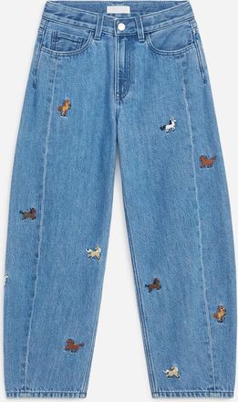 Arket Barrel Jeans Mit Stickerei -Blau