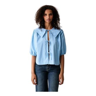 Marc O'Polo Chemisier &agrave; nouer sur le devant - Femme - Blouses et Chemises - Bleu - Taille: 40 FR
