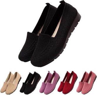 Generic Mocassins orthop&eacute;diques confortables en tricot pour femme, chaussures de marche antid&eacute;rapantes, semelle l&eacute;g&egrave;re et souple, maille ronde, basse, plate, 
