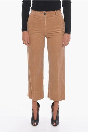 Ql2 Quelledue Corduroy Palazzo Trousers with Cropped Leg size 38