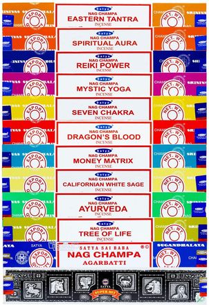 Satya Jewelry R&auml;ucherst&auml;bchen, bunte Mischung, enth&auml;lt Nag Champa, Celestial, Midnight, Patchouli Forest, Sandalwood, Sunrise, Romance, Blessings, Fortune, Jasmine 