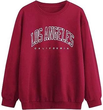 Generic T-shirt &agrave; manches longues et col rond pour femme pour entra&icirc;nement quotidien &agrave; la maison et en plein air, bordeaux, XXL