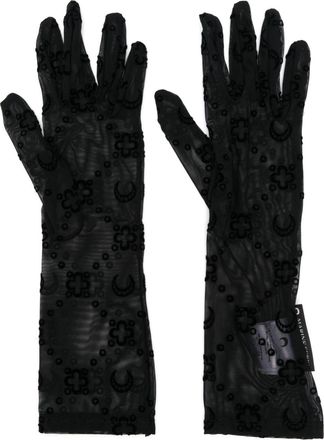 Marine Serre Handschuhe mit beflocktem Monogramm - Schwarz