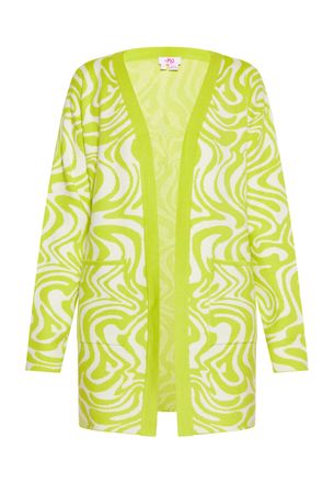 Mymo Strickjacke Damen WOLLWEISS LIMETTE