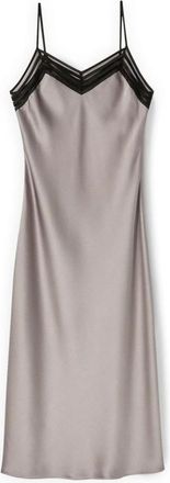 Motivi Femme, Robes, Gris, Taille: 44 FR Longue robe en satin avec bordure en tulle
