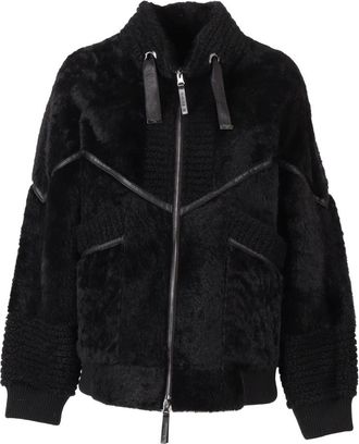 DIEGO M Homme, Vestes, Noir, Taille: 36 FR Giaccone in montone nappato collo alto