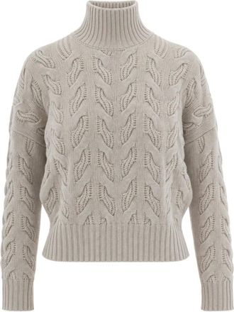 Max Mara Pull en Laine et Cachemire Confort - Femme - Pulls - Beige - Taille: 38 FR