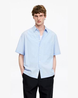 Arket Kurzarmhemd Aus Popeline -Blau