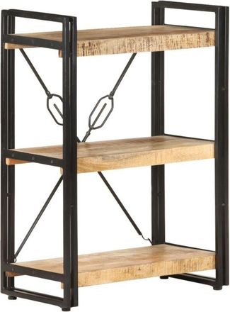 vidaXL Vidaxl - Biblioth&egrave;que 3 niveaux 60x30x80 cm - Bois de manguier massif - Acier enduit de poudre - Style industriel pour rangement d&eacute;coratif