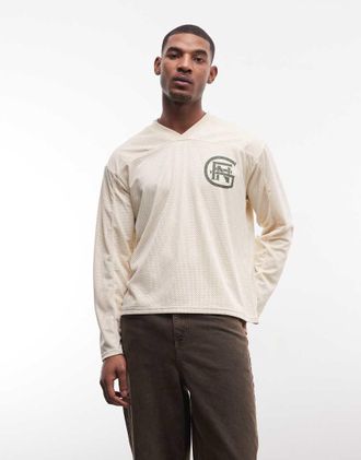 Good For Nothing Maillot de hockey oversize &agrave; manches longues - Blanc cass&eacute;