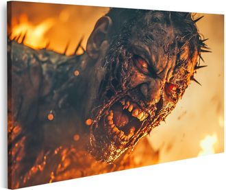 Islandburner Bild auf Leinwand Zombie im Feuer D&auml;mon im Dunkeln Bilder Wandbilder Poster
