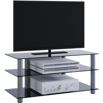 ebuy24 TV M&ouml;bel Fernseh Rack Alu Glas Netasa