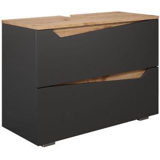 Vicco Meuble sous vasque simple 80x57,5cm - 2 tiroirs - Panneau de particules 16mm - Rev&ecirc;tement r&eacute;sine m&eacute;lamin&eacute;e - Charge max tiroir 5kg