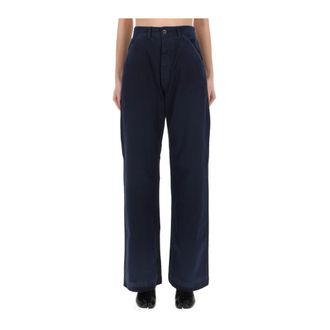 Maison Margiela Fischgr&auml;ten-Hose mit weitem Bein - - Trousers - Damen - Blau - W27