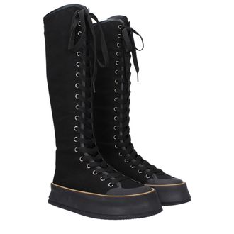 Max Mara Womens Black Fabric Lace-Up Boots