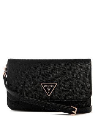 Guess Damen Noelle Ii Crossbody Flap Organizer Umh&auml;ngetasche, Schwarz
