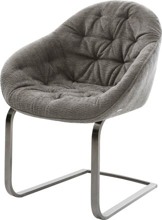 DELIFE Schwingstuhl Gaio-Flex Freischwinger flach Graphit Bouclé Soft Schlamm