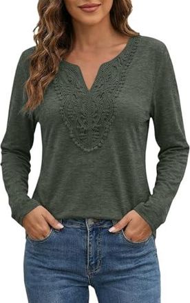 Generic Robe boh&egrave;me 2026 pour femme, style boh&egrave;me, chemise &agrave; manches longues avec col &eacute;l&eacute;gant, chemisier fluide et d&eacute;contract&eacute;, tunique pour tous les jours, V