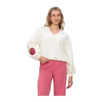 Ydence Sweater Strawberry - - Sweatshirts & Hoodies - Damen - Wei&szlig; - XL