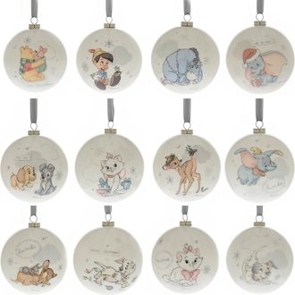 Widdop and Co Disney Magical Beginnings Set mit 12 Kugeln, Puuh, Tigger, Ferkel & Eeyore, Bambi, Pinochio, Dumbo und Marie - offizielles Produkt - Weihnachtsschmuck