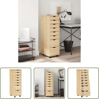 vidaXL vidaXL Rollcontainer - Rollcontainer mit Schubladen MOSS Klarlack 34 x 39 x 103 cm