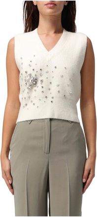 Liu Jo Femme, Pulls, Blanc, Taille: 40 FR Haut &Eacute;l&eacute;gant avec Col Ferm&eacute;