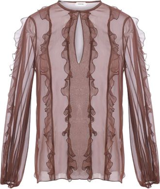 Phaeonia haut Vienna en soie à volants - Marron