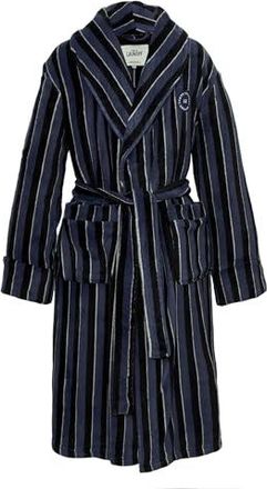 Tokyo Laundry Towncraft Peignoir en polaire douce &agrave; rayures pour homme, Rhineback - Bleu marine, L