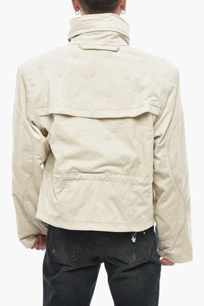 Off-white Ribbed Velour Jacket HANDS OFF with All-Over Embroidery Off-White