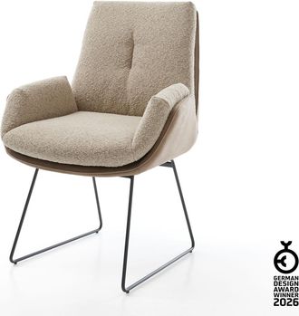 DELIFE Esszimmerstuhl Zoa-Flex Materialmix Schlamm Kufengestell Schwarz Taschenfederkern, Esszimmerst&uuml;hle