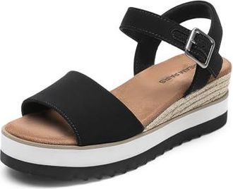 Dream Pairs Sandales à Talon Compensé pour Femmes Confortables Sandale Espadrilles dÉté Classique à Plateforme,Size 40.5,Noir,DWUMPS2504