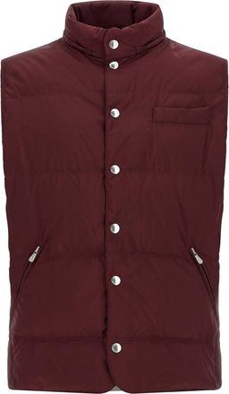 Brunello Cucinelli Quilted Goose Feather Vest - Burgundy