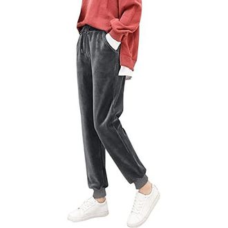 Generic Momolaa Pantalons Surv&ecirc;tement Femme Femmes Bas Jogging pour Femme Pantalon Jogging Chaud en Velours dhiver doubl&eacute; Pantalon Sport en Polaire Thermique 