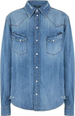 Dolce & Gabbana Homme, Chemises, Bleu, Taille: 4XL Chemise en denim