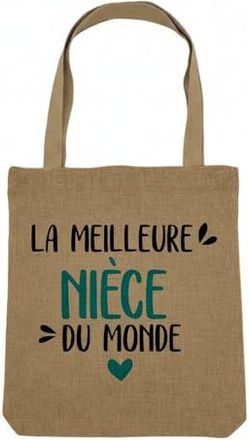 Fabulous Sac Shopping Tote Bag Aspect Lin - La Meilleure Ni&egrave;ce du Monde Famille - Sac de Courses Toile Epaisse 360g Beige Naturel Cabas Port&eacute; Epaule Solide Imp