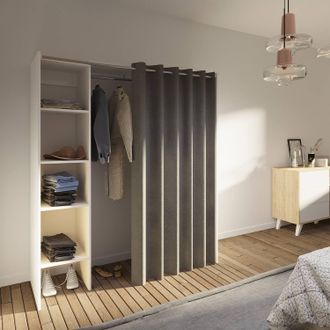 TemaHome home24 Garderobenschrank Tom 123cm Wei&szlig;/Taupe/Wei&szlig;