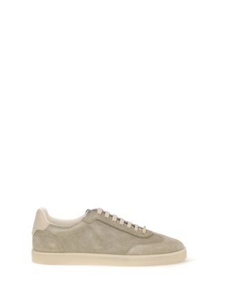 Brunello Cucinelli Mens Suede Sneakers Army Washed Trainers