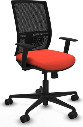 Piqueras y Crespo Computerrollstuhl mit 1D-Armen, h&ouml;henverstellbare Lendenwirbelst&uuml;tze, ausgestattet mit Syncro/Traslack und Schneideschaum, Schwarz/Dunkelorange