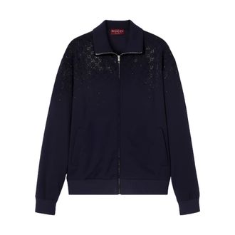 Gucci Technische Jersey Rei&szlig;verschlussjacke mit Kristallen - - Jackets - Herren - Blau - XL
