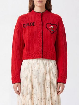 Chlo&eacute; Cardigan en laine et cachemire avec logo brod&eacute; et bords contrastants