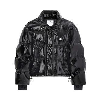 Courr&egrave;ges Schwarze Gesteppte Jacke mit Logoaufdruck - - Jackets - Damen - Schwarzk - S