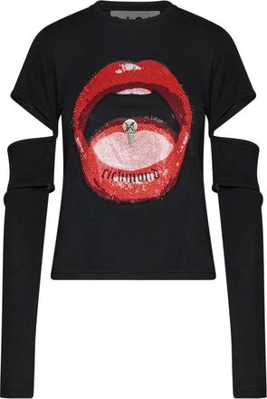 John Richmond Femme, Tops, Noir, Taille: 42 FR Iconic Print Layered Top