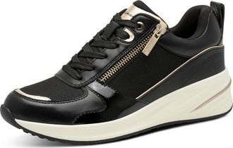 Tamaris Damen Low-Top Sneaker, Frauen Sneaker,Wechselfu&szlig;bett,daempfung,elegant,breite,Glitzer,Gruen,komfortable,laessig,nut,Black/Gold,41 EU
