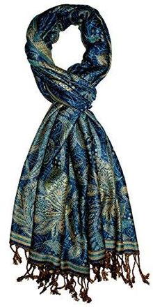 Lorenzo Cana Pashmina de 100% viscose pour lhomme - écharpe avec les mesures de 70 x 200 cm - une étole attrayante et noble pour le printemps et l´été en bleu saph