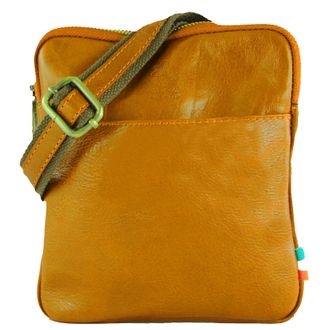 modamoda.de T256 - ital. Umh&auml;ngetasche Messengertasche Klein aus Leder, Farbe:Camel